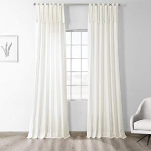 hpd half price drapes solid tie top cotton curtains 84 inches long (1 panel) luxury light filtering curtains for living room, modern semi sheer curtain for bedroom, 50w x 84l, fresh popcorn