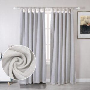 driftaway twist tab linen textured lined thermal insulated blackout linen curtains solid farmhouse and modern rustic curtains for living room bedroom 2 panels 52 inch by 84 inch ivory