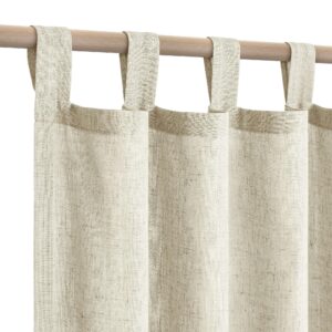 KOUFALL Beige Curtains 45 Inch Length for Farmhouse Kitchen,Rustic Country Burlap Sheer Cotton Curtains for Cafe,Tan