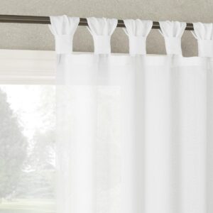 no. 918 reman 2-pack twist tab linen texture semi-sheer tab top curtain panel pair, 40" x 84", white