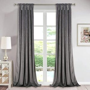 stangh grey velvet curtains 84-inch - twist tab top design blackout drapes for living room/bedroom window decor, w52 x l84-inch, 2 panels