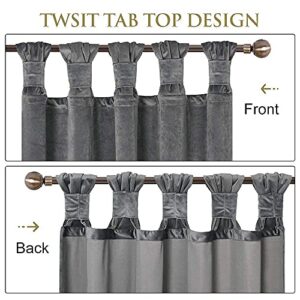 StangH Grey Velvet Curtains 84-inch - Twist Tab Top Design Blackout Drapes for Living Room/Bedroom Window Decor, W52 x L84-inch, 2 Panels