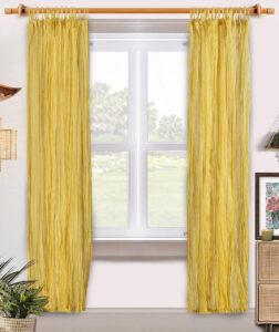 taran living curtains for living room 84 inch long vintage solid sheer crinkle panels gift for mothers day door light filtering rod pocket boho curtains for bedroom - 40"x84" inch - set of 2, yellow