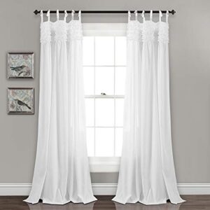 lush decor lydia curtains ruffle window set for living, dining, bedroom, 84 in l panel pair, white