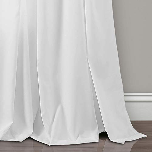 Lush Decor Lydia Curtains Ruffle Window Set for Living, Dining, Bedroom, 84 in L Panel Pair, White