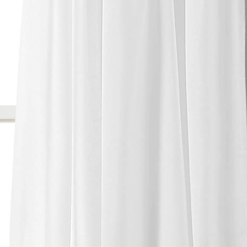 Lush Decor Lydia Curtains Ruffle Window Set for Living, Dining, Bedroom, 84 in L Panel Pair, White