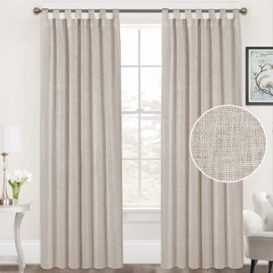 fantasdecor curtains 84 inch length 2 panels tab top for living room bedrrom light filtering linen textured window drapes neutral country rustic farmhouse boho blinds, angora