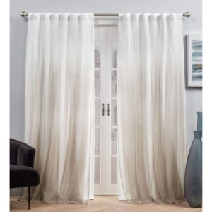 exclusive home curtains eh8462-02-2-84h crescendo lined blackout hidden tab top curtain panel pair, 52x84, champagne