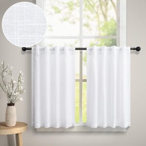 white kitchen cafe curtains 24 inch length for small window treatments 2 panels set back tab pocket top tier curtains semi sheer linen short bathroom curtains for closet door coverings 30x24 long