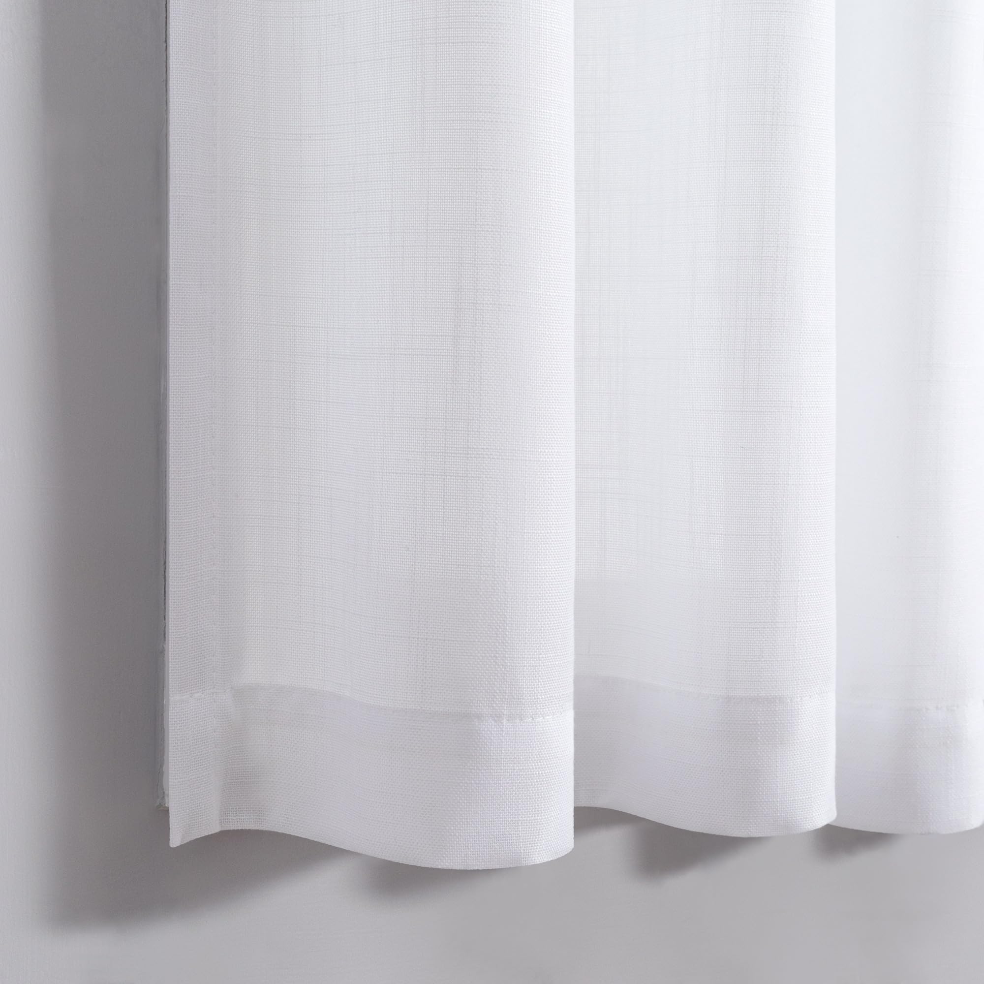 White Kitchen Cafe Curtains 24 Inch Length for Small Window Treatments 2 Panels Set Back Tab Pocket Top Tier Curtains Semi Sheer Linen Short Bathroom Curtains for Closet Door Coverings 30x24 Long