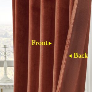 Timeper Red Velvet Curtains 96 inches - Holiday Decor Rust Velvet Curtains Back Tab Blackout Drapes Thick Soft Decorative Backdrop Curtains, Rust Red, W52 x L96, 2 Panels