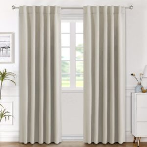 h.versailtex blackout curtains thermal insulated window treatment panels room darkening blackout drapes for living room back tab/rod pocket bedroom draperies (2 panels, ivory/cream, 42 x 84 inch)