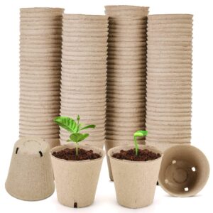 yesiace peat pots, 126 packs 3.15 inch seed starting pots with drainage holes round nursery pot, biodegradable round plant seed starter peat pots germination seedling trays