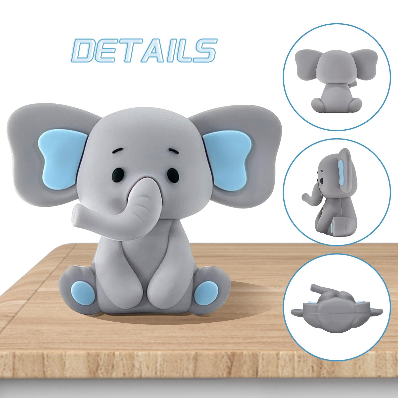 28 Pcs Elephant Cake Toppers Balls Cake Decorations DIY Cake Topper for Boy Girl Baby Shower Birthday Party Decorations (Blue)