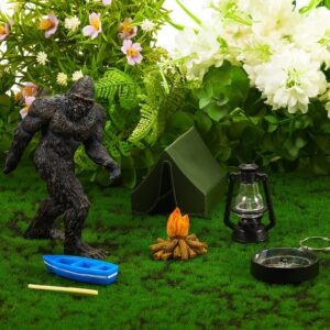 Woanger 12 Pcs Bigfoot Camping Cake Topper Include Bigfoot Statue Bigfoot Themed Party Cake Decor Camping Cake Decoration Sasquatch Bigfoot Figure for Kids Adults Camper Forest Theme Supplies