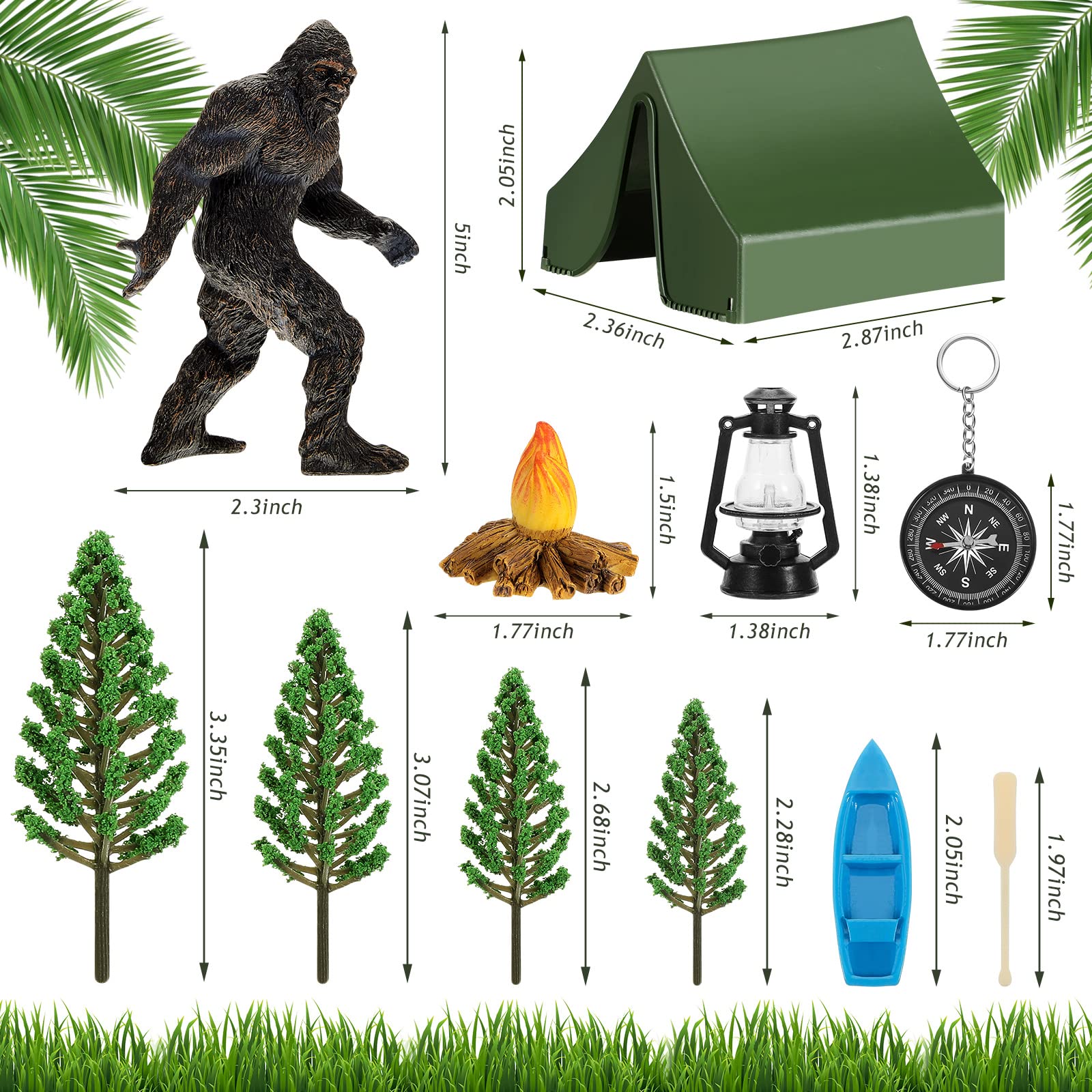 Woanger 12 Pcs Bigfoot Camping Cake Topper Include Bigfoot Statue Bigfoot Themed Party Cake Decor Camping Cake Decoration Sasquatch Bigfoot Figure for Kids Adults Camper Forest Theme Supplies