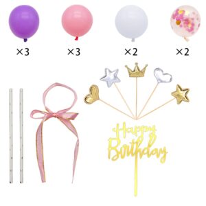 Cake Topper Mini Balloon Garland Confetti Acrylic Happy Birthday Cupcake Topper for Birthday Cake Supplies Decorations