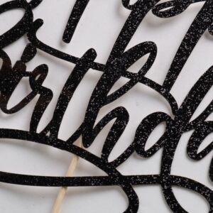 bejotaa Glitter Happy Birthday Cake Topper, Anniversary Celebration Party Decoration, Birthday Cake Party Decoration Supplies (black)