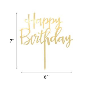 CC TOWN Happy Birthday Cake Topper, Mirrored Gold Acrylic Versatile Cake Topper for Birthday Party Decoration Ideas, Perfect Keepsake for your family and friends