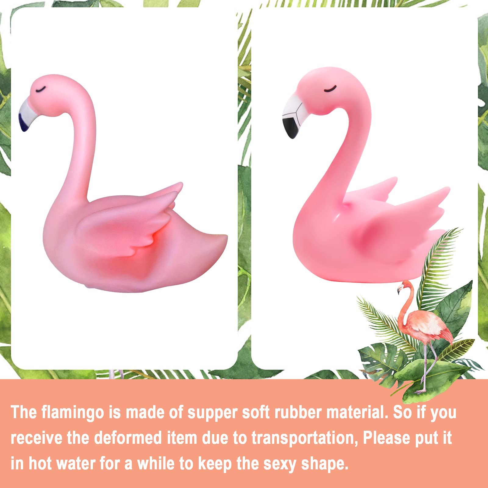 Mity rain 7pcs Flamingo Cake Toppers, Flamingo Palm Leaves Hibiscus Flowers Hawaiian Luau Cake Decorations for Tropical Theme Birthday Party Supplies