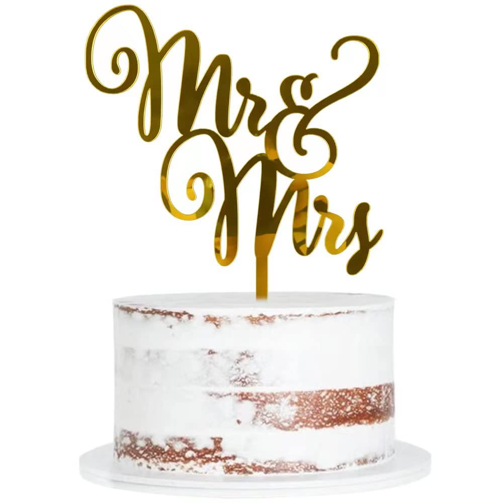 Qertesl Acrylic Mr & Mrs Cake Topper,Bride and Groom Cake Topper, Wedding or Anniversary party Cake Topper.