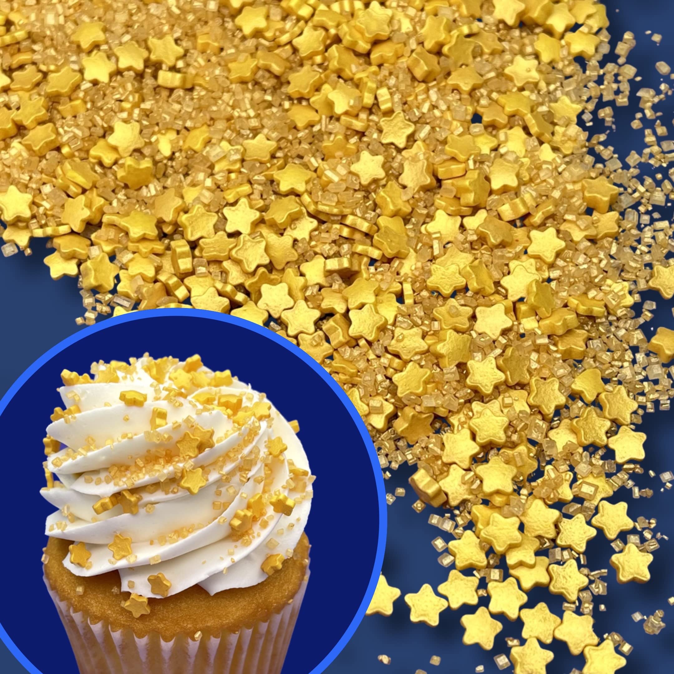 Sprinkles | 8 oz | Gold sugars | Manvscakes | Star sugar