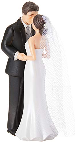 Amscan Elegant Bride & Groom Wedding Cake Plastic Topper with White Mesh Veil - 4.5", 1 Piece | Perfect for Engagement Parties, Bridal Showers & Anniversaries