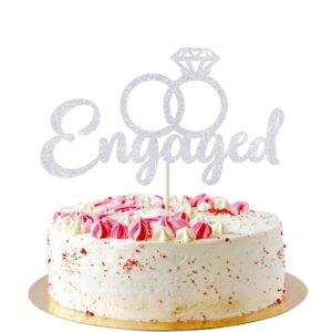 arokippry engaged cake topper wedding cake toppers, engagement, wedding reception, wedding cake decoration (silver)