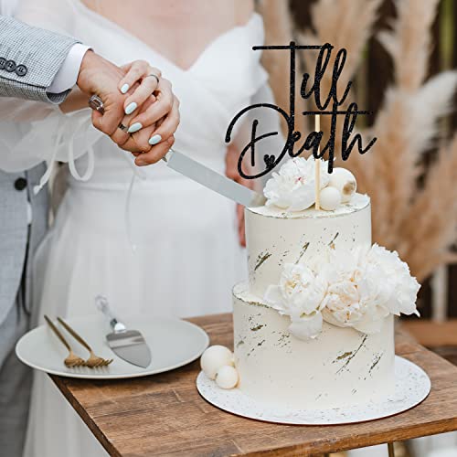 Black Glitter Till Death Cake Topper, Till Death Do Us Part/Till Death My Love, Wedding/Anniversary Party Decorations