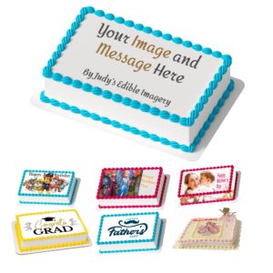 create your own 1/4 sheet - 10.5’ x 8’’ icing toppers - personalized cake images for birthday wedding graduation special occasion - customized cake topper - no known allergens