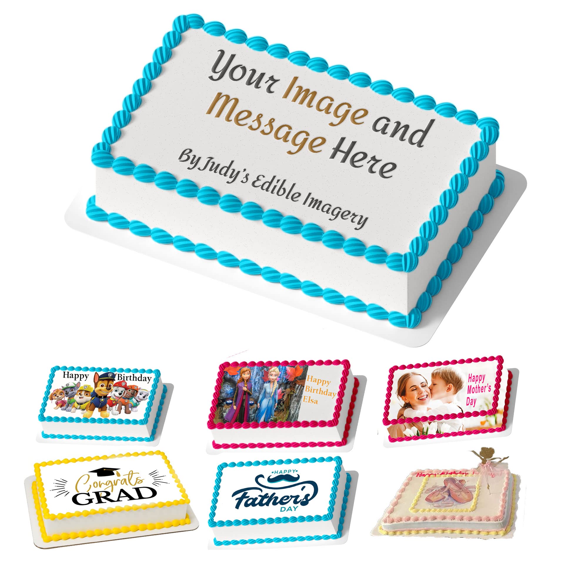 Create Your Own 1/4 Sheet - 10.5’ x 8’’ Icing Toppers - Personalized Cake Images for Birthday Wedding Graduation Special occasion - Customized Cake Topper - No Known Allergens