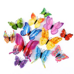 opseam butterfly wall decor 24/48 pcs, 3d butterflies stickers for party decorations with magnets(colorful, 24)