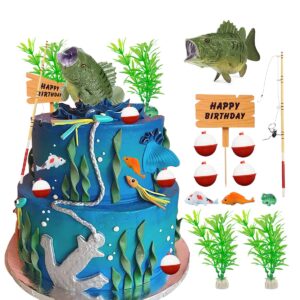 gone fishing cake decoration gone fishing cake topper fisherman themed birthday cake topper fishing birthday party supplies fishing party sea bass decorations