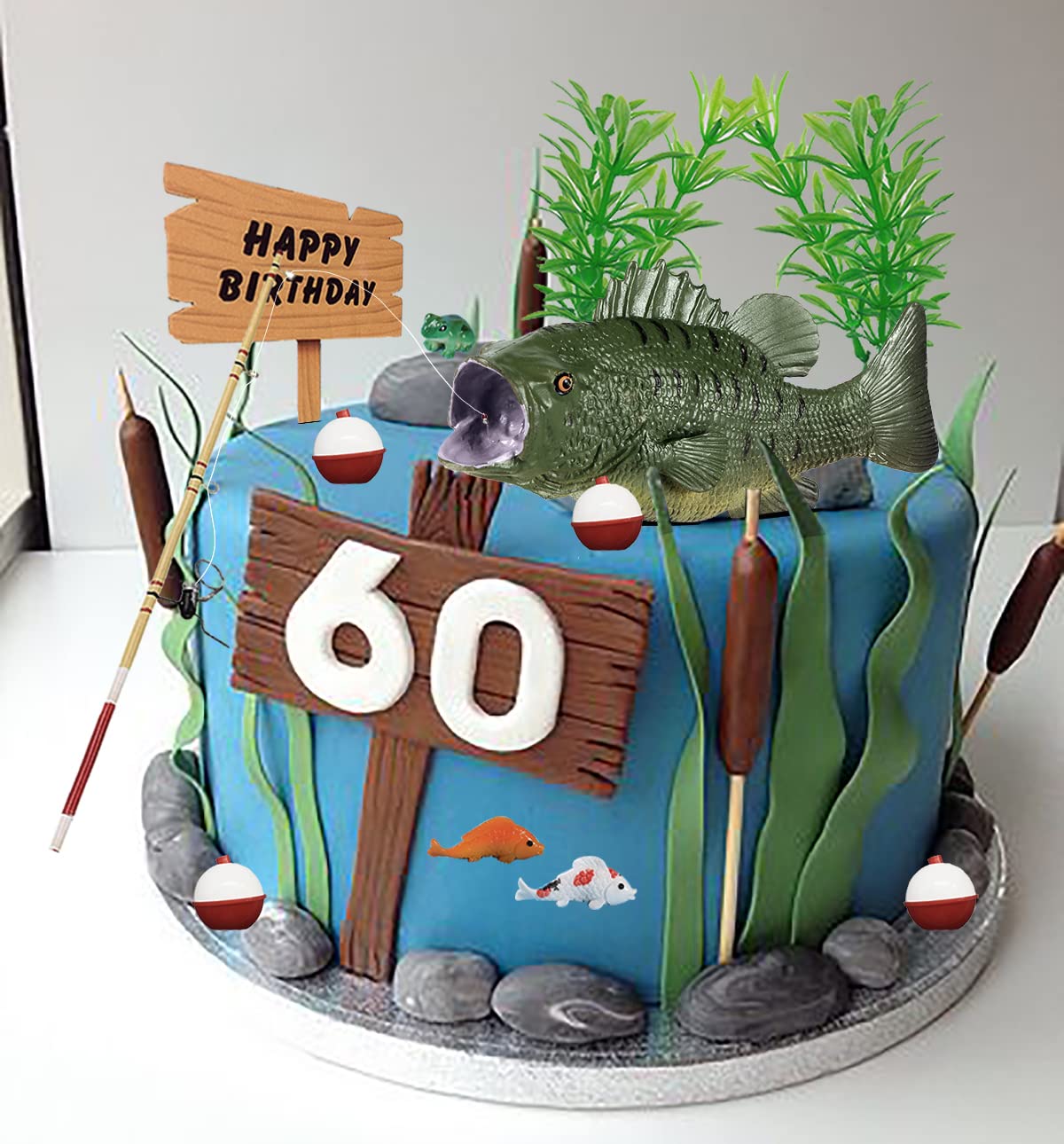 Gone Fishing Cake Decoration Gone Fishing Cake Topper Fisherman Themed Birthday Cake Topper Fishing Birthday Party Supplies Fishing Party Sea Bass Decorations