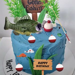 Gone Fishing Cake Decoration Gone Fishing Cake Topper Fisherman Themed Birthday Cake Topper Fishing Birthday Party Supplies Fishing Party Sea Bass Decorations