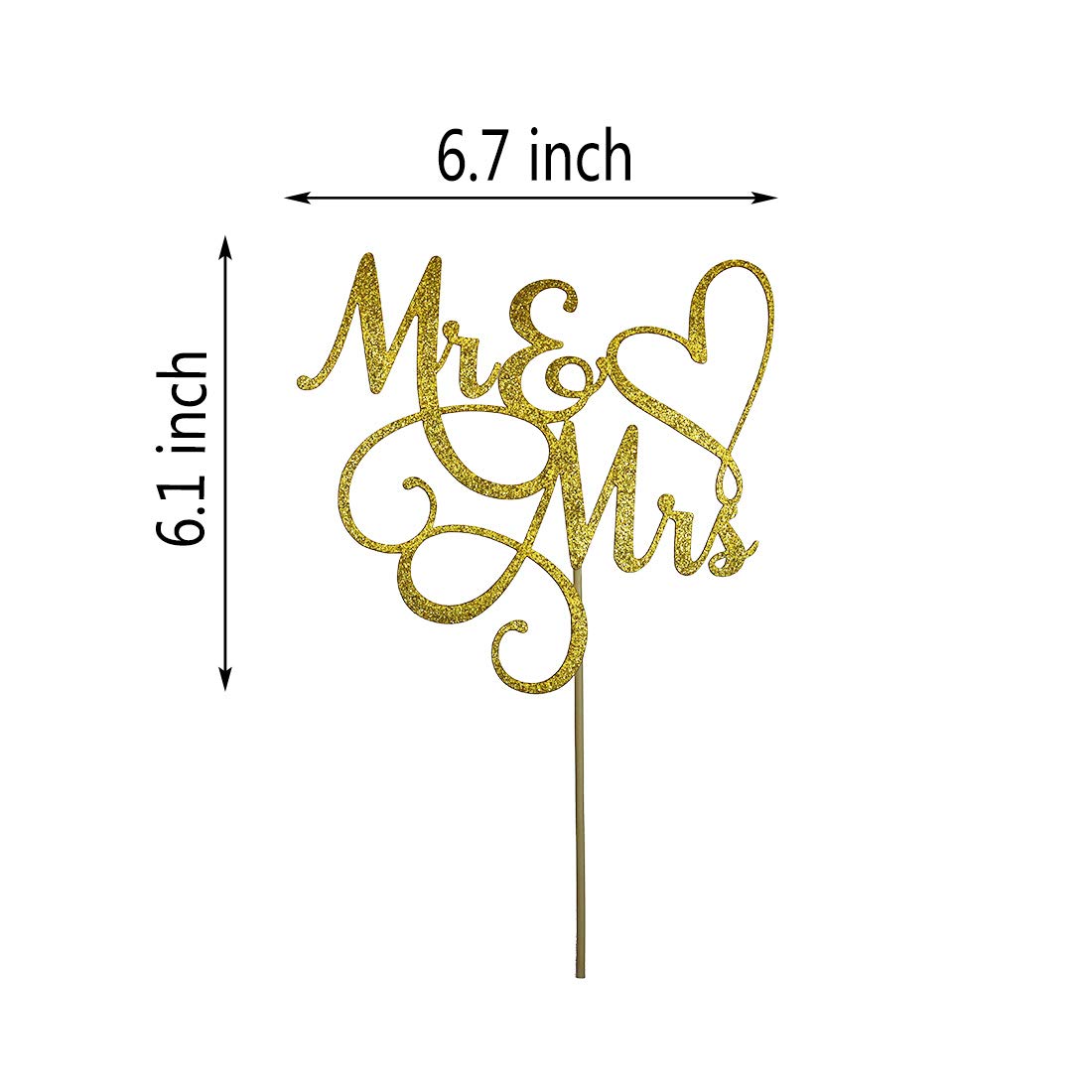 AMINJIE Gold Glitter Mr & Mrs Cake Topper - Wedding, Engagement, Wedding Anniversary Cake Toppers Decorations