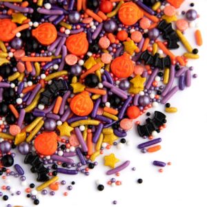 sweets indeed sprinkles, edible sprinkle mix, perfect for cake decorations, baking, ice cream, cookies, cupcake topper, 6.5 ounces (toil & trouble)