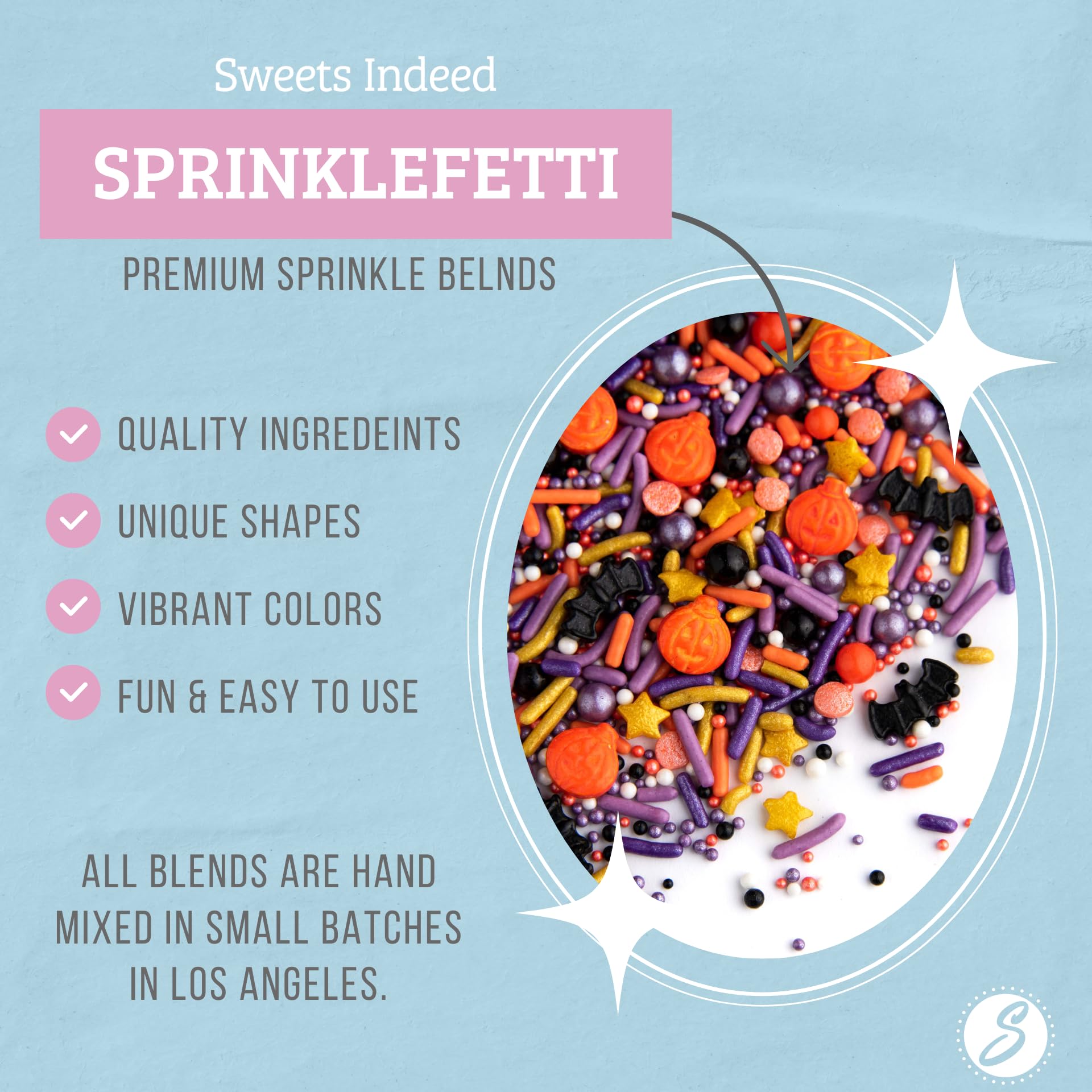 Sweets Indeed Sprinkles, Edible Sprinkle Mix, Perfect for Cake Decorations, Baking, Ice Cream, Cookies, Cupcake Topper, 6.5 ounces (Toil & Trouble)