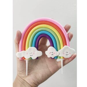 Personalized Rainbow Cake Topper Smiling Could with DIY Name for Boys Girls Birthday Baby Shower