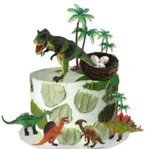 dinosaur cake toppers with dinosaur eggs leaves trees cake decorations for birthday party dinosaur theme party