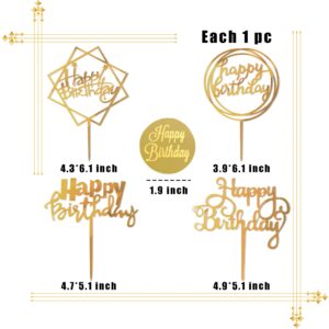 Acrylic Alphabet Number Cake Topper DIY Personalized Name Cupcake Toppers with A-Z Letter 0-9 Number Happy Birthday Sets for Custom Wedding Cake Decorations Baby Shower Party Supplies (Style1 Gold)