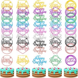 40 pieces happy birthday cake toppers glitter birthday cupcake topper assorted color cake pick decorations for birthday party cake desserts pastries, 5 styles