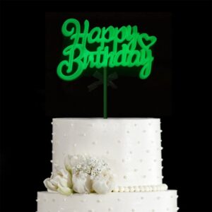 glow party neon birthday cake toppers happy birthday cake topper 3d green cake decorations