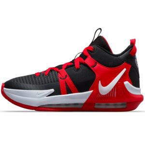 nike lebron witness 7 big kids' basketball shoes grade school dq8650-0, size 4 black/white-university red