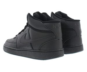 nike court vision mid nn unisex shoes size 11, color: black/black-black