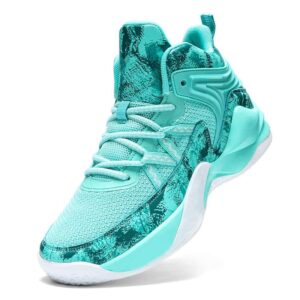 welrung unisex's high top lightweight fly-weaving running jogging sneakers sports tennis basketball shoes green 11.5/10 us