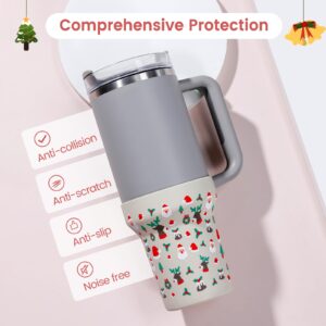 GardTok Silicone Boot for Stanley, Silicone Cup Bottom Protector Sleeve Accessories for Stanley Quencher H2.0 FlowState Tumbler/Adventure Quencher Tumbler 40 oz Cup (Christmas-Cream, 40oz)