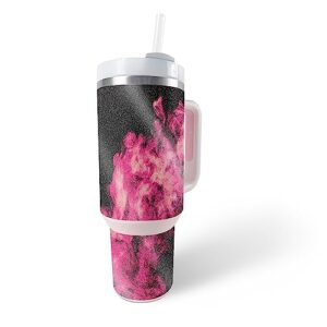 mightyskins glossy glitter skin compatible with stanley the quencher h2.0 flowstate 40 oz tumbler - magenta smoke | protective, durable high-gloss glitter finish | easy to apply