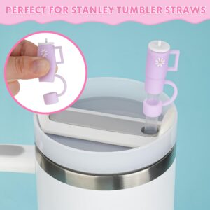 NiHome 6Pcs Silicone Straw Cover Cap Fit for Stanley 30 oz/40 oz Quencher H2.0 Cup, 0.4 inch/10 mm Straw Toppers Compatible with Stanley Tumbler, Dust-proof Straw Tip Lids, BPA-Free, Reusable