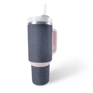 mightyskins carbon fiber skin compatible with stanley the quencher h2.0 flowstate 40 oz tumbler - charcoal lattice | protective, durable textured carbon fiber finish | easy to apply